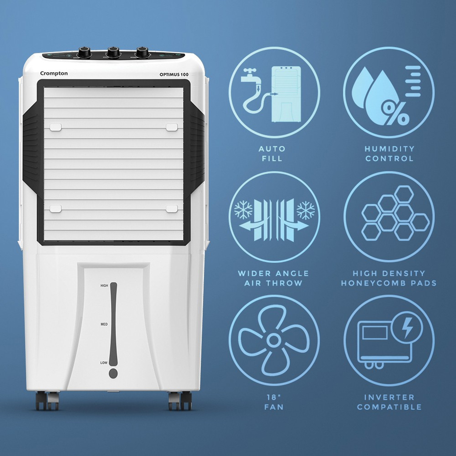 Crompton 100 L Desert Air Cooler With Motor Overload Protection Auto