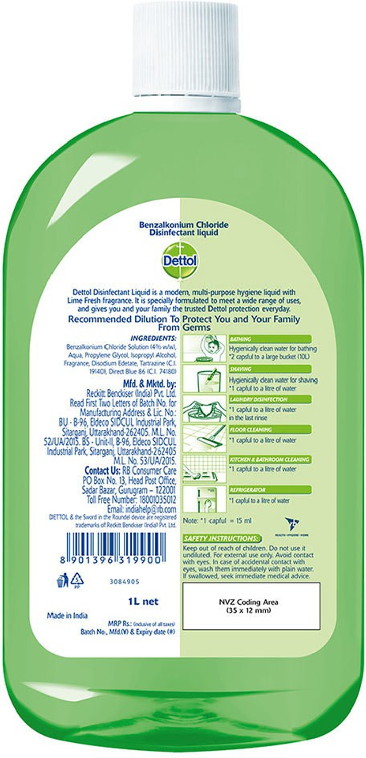 Dettol Antiseptic Liquid for First Aid & Liquid Disinfectant, Lime ...