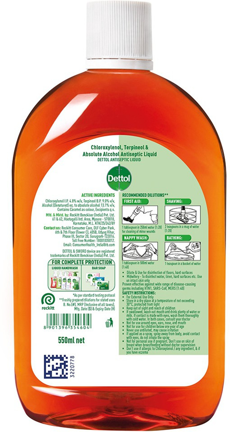Dettol Disinfectant liquid for First aid, Surface Cleaning and Personal ...