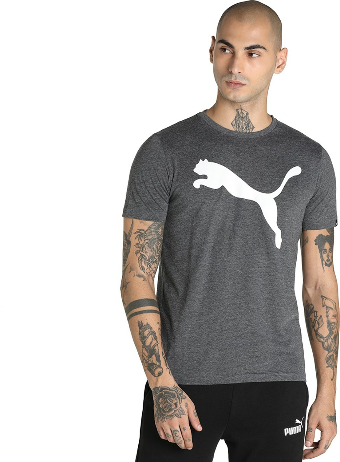 PUMA Printed Men Round Neck Black T-Shirt - Price History