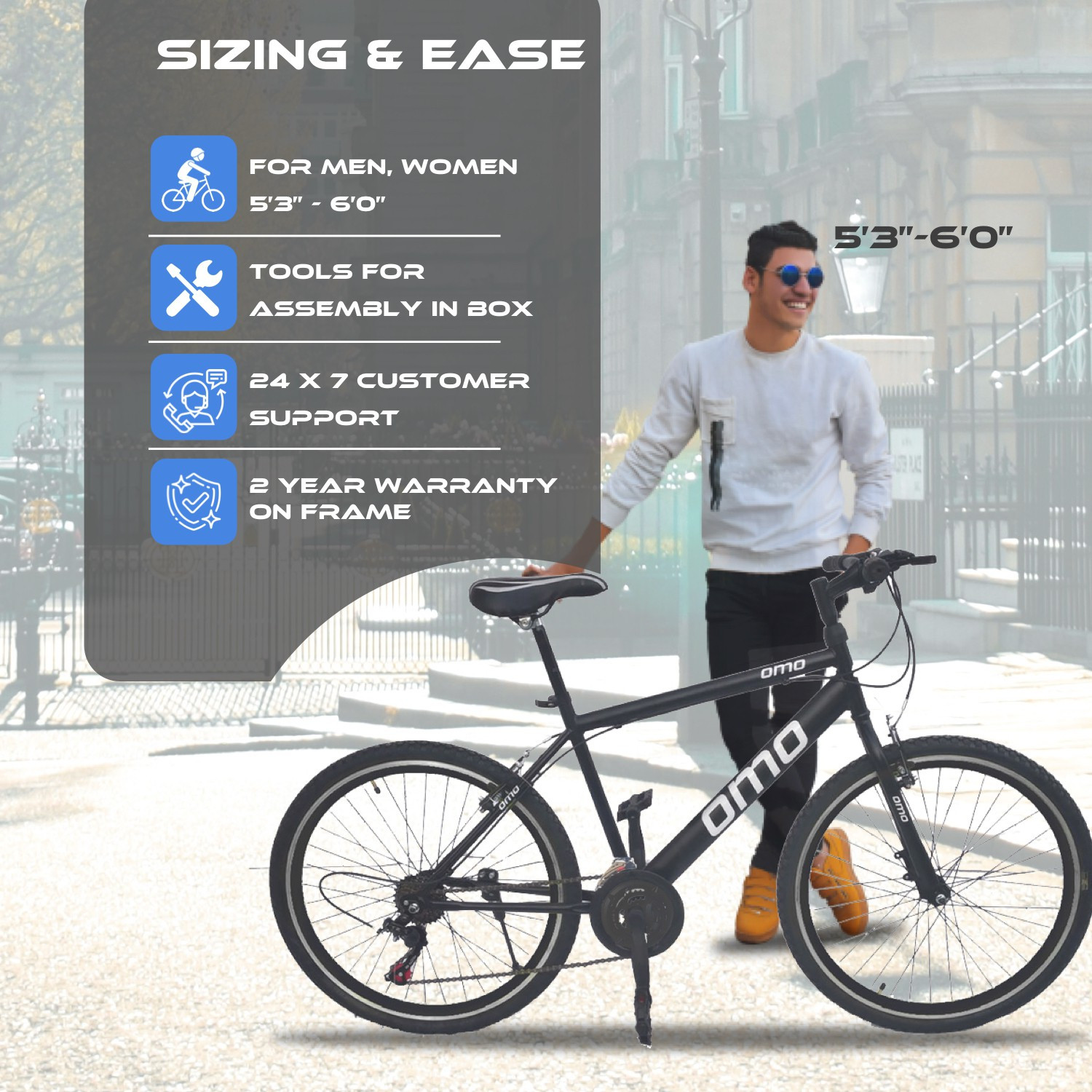 OMO Model 1.7 Black 26 T (inch) Hybrid Cycle /City Bike - Price History