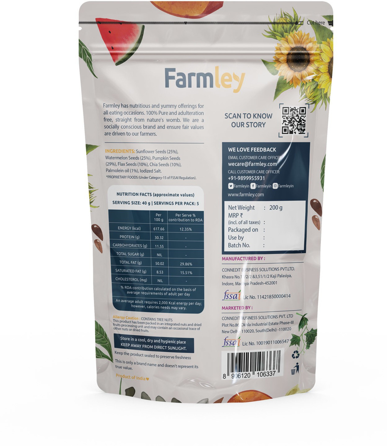 Farmley Seed Mix Protein Rich Snacks Sunflower Seeds, Pumpkin Seeds ...