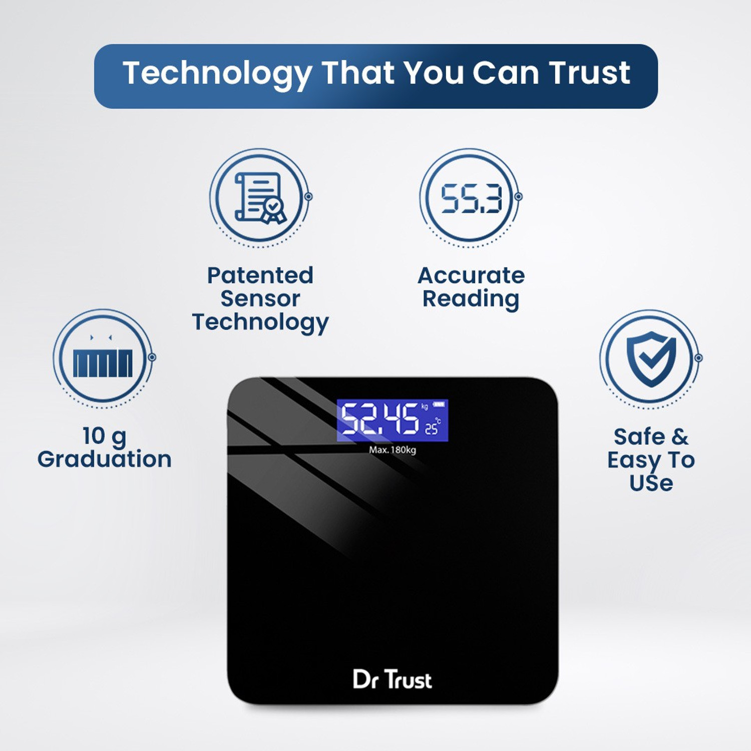 Dr Trust (USA) Zen Rechargeable Digital Personal Weighing Scale ...