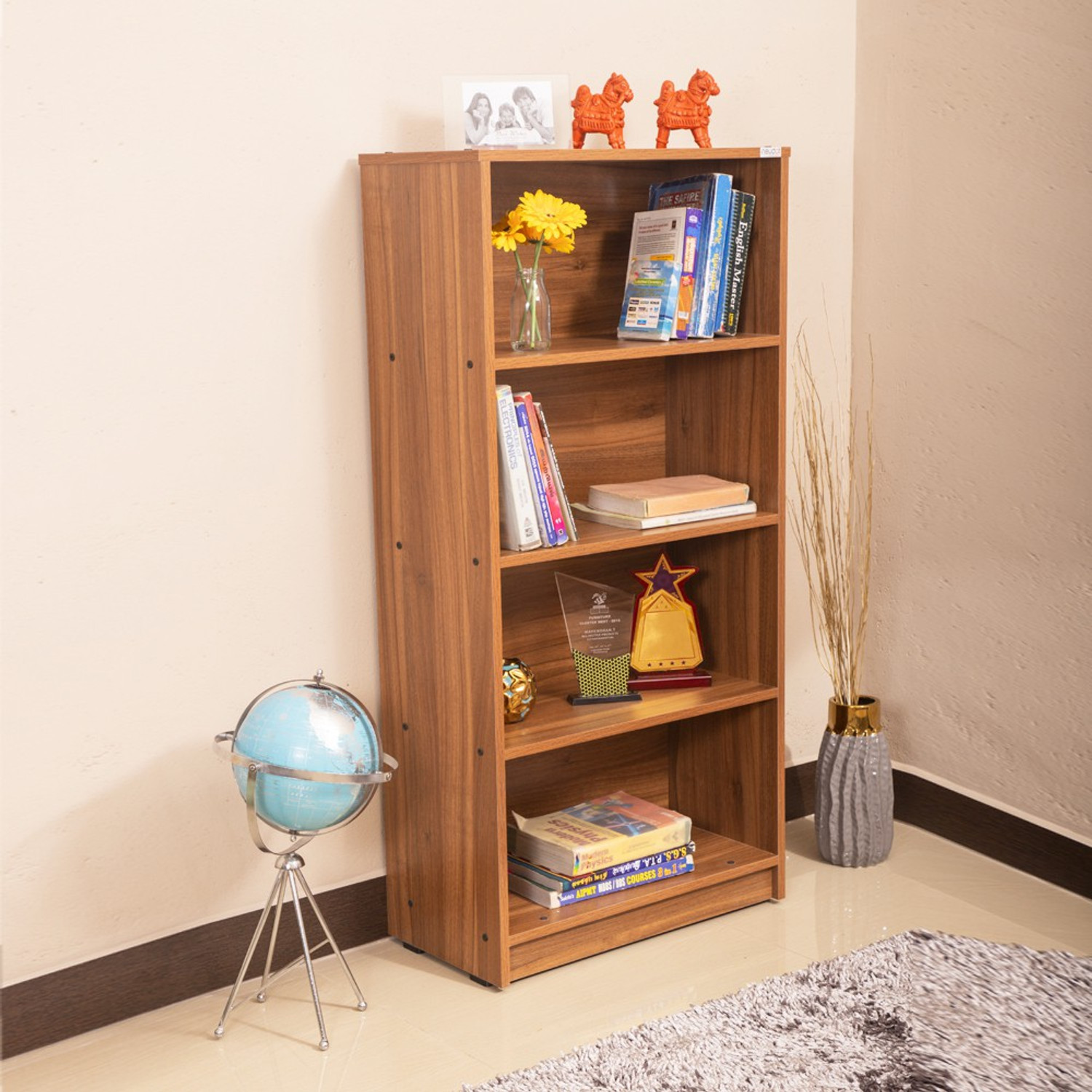 NEUDOT HUNTER Engineered Wood Open Book Shelf (Finish Color - TEAK ...