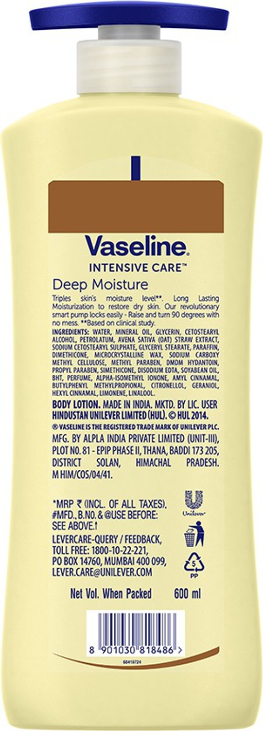 Vaseline Intensive Care Deep Moisture Body Lotion with Pure Oat Extract (600 ml) - Price History