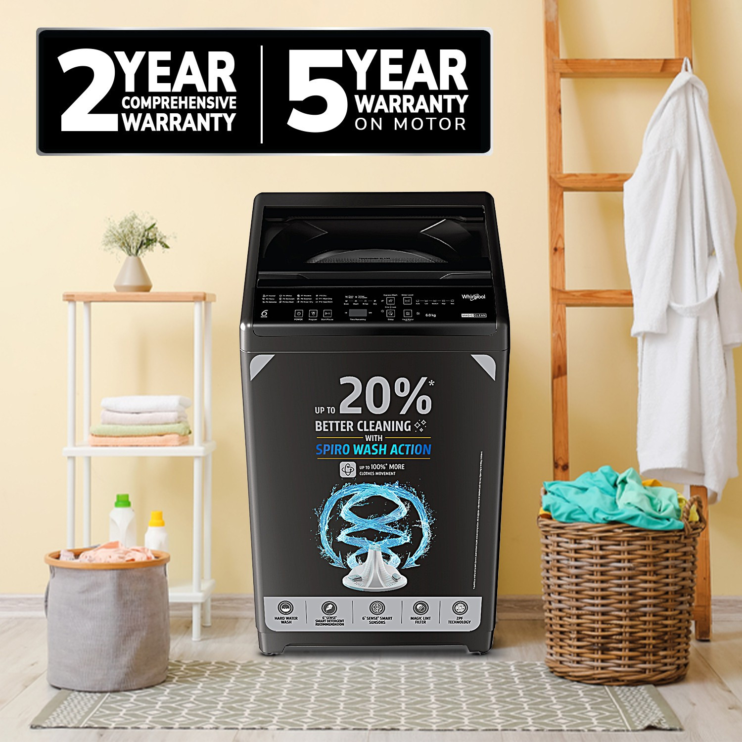 Whirlpool 6 kg Magic Clean 5 Star and Digital Display Fully Automatic ...