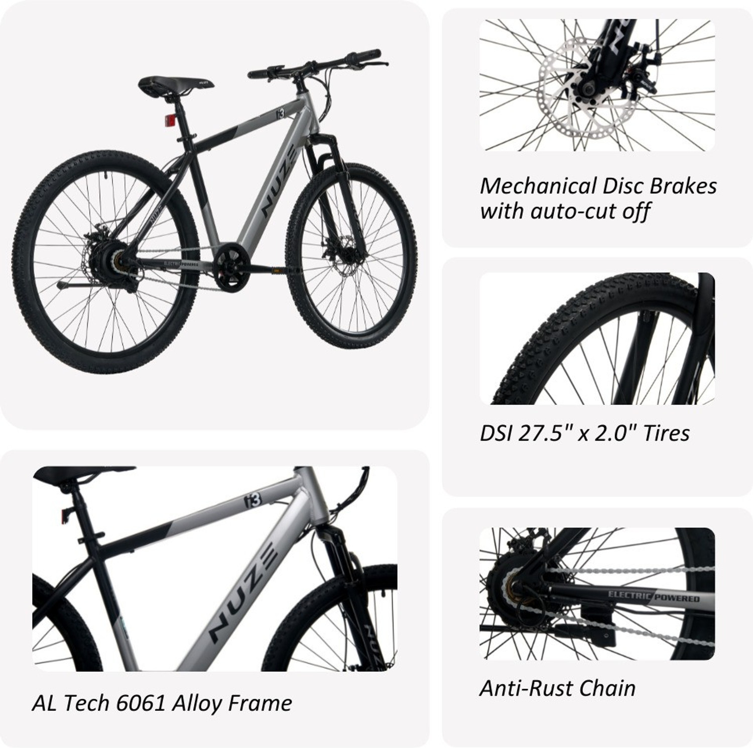 Nuze i3 27.5 inches Single Speed Lithium-ion (Li-ion) Electric Cycle ...