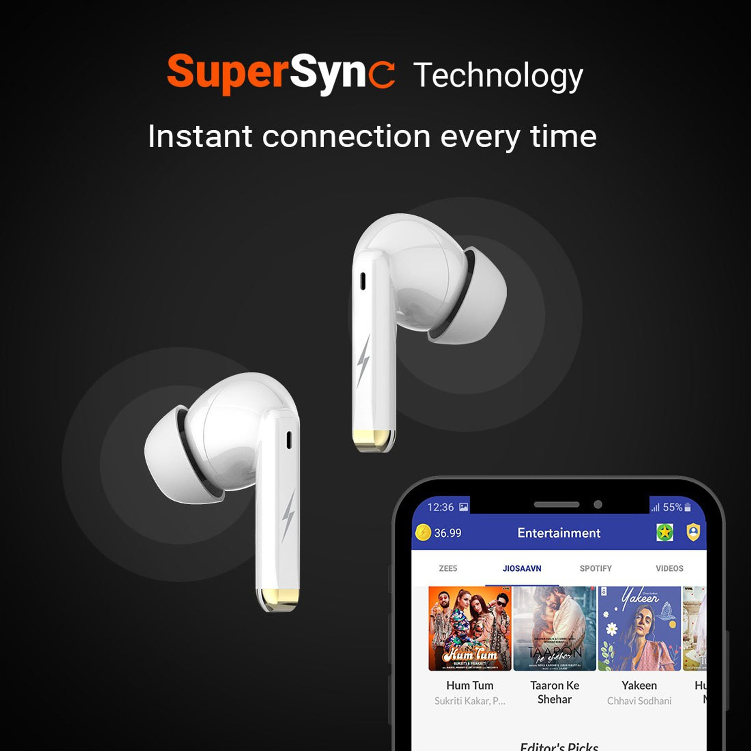 Fire-Boltt Fire Pods Ninja Pro 401 Earbuds TWS, IWP, Super Sync, Voice ...