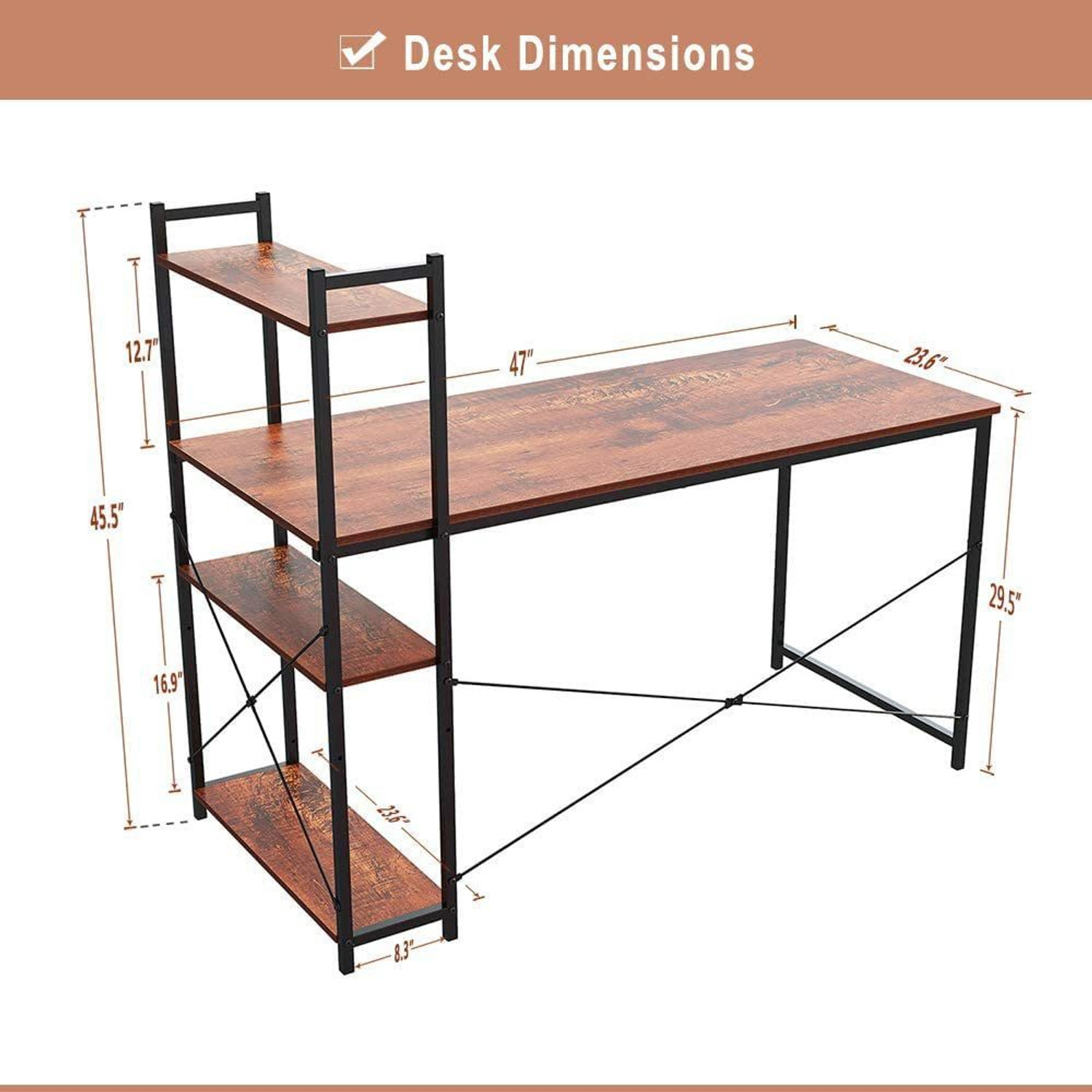 Flipkart Perfect Homes Computer Desk with 4 Tiers Storage Shelves for ...
