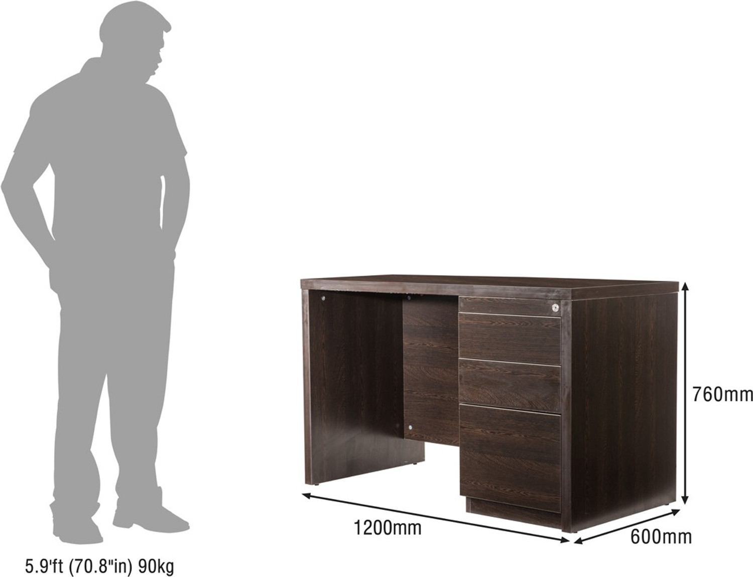 Durian DWS /34753 Engineered Wood Office Table (Free Standing, Finish ...