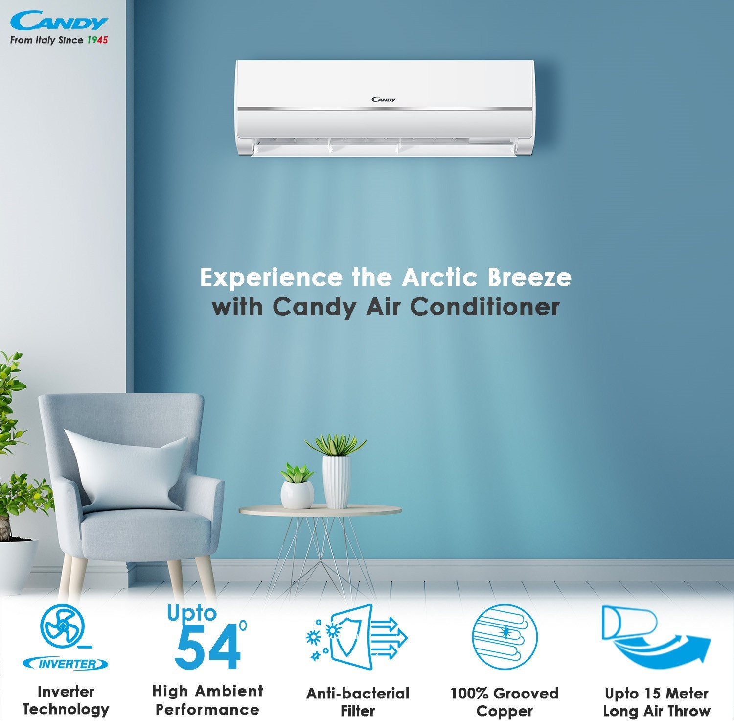 CANDY 2023 Model 1 Ton 5 Star Split Inverter AC - White (SAC 125C ITS ...