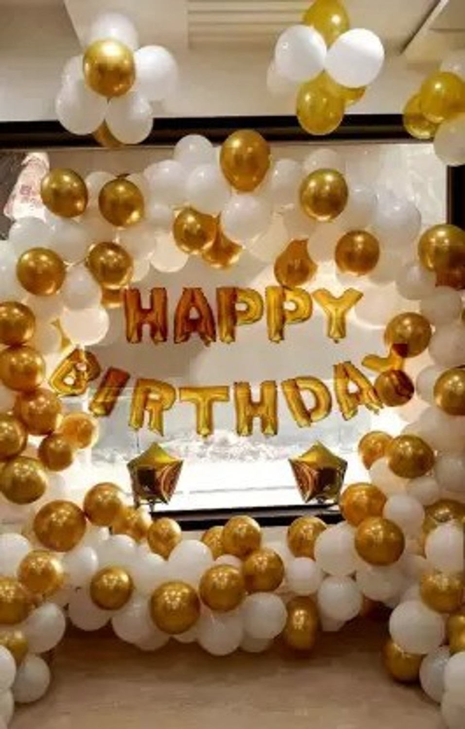 Divvay Decorz Solid Happy Birthday Gold Letter Foil Balloon,50 White ...