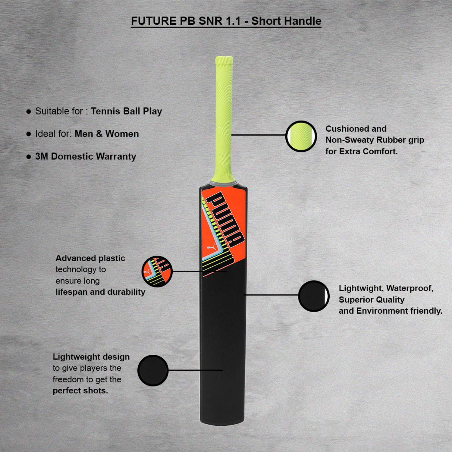 PUMA Future PB SNR 1.1 PVC /Plastic Cricket Bat For 15+ Yrs (900 - 1000 ...