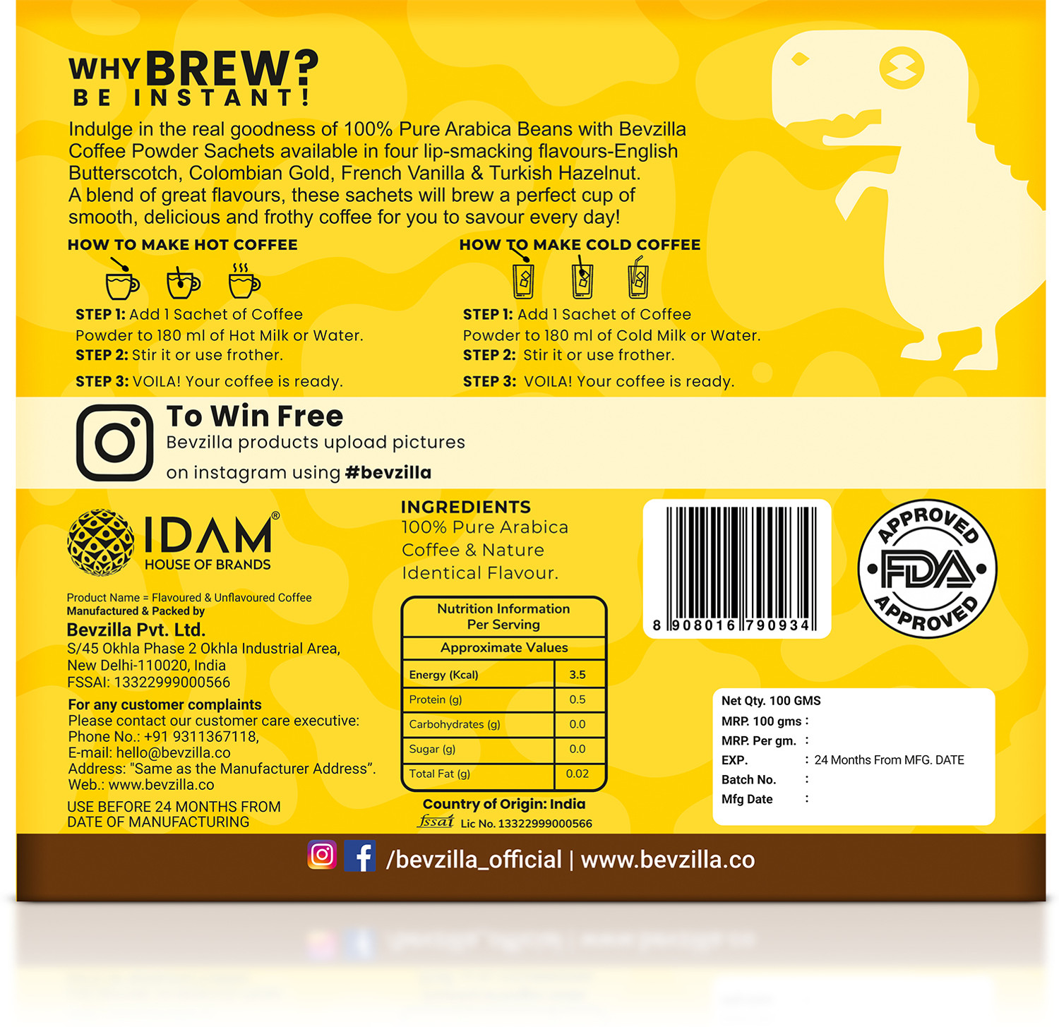 Bevzilla Instant Coffee Powder - 48 Sachets Box,Assorted Flavour,12 ...