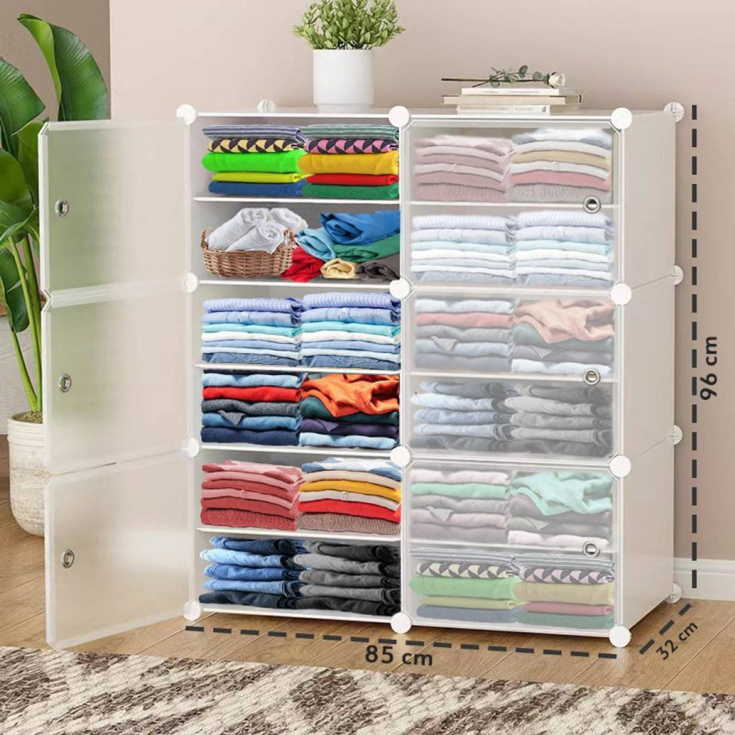 KROOH 6-Door 12-Shelf Plastic PC Collapsible Wardrobe (Finish Color ...