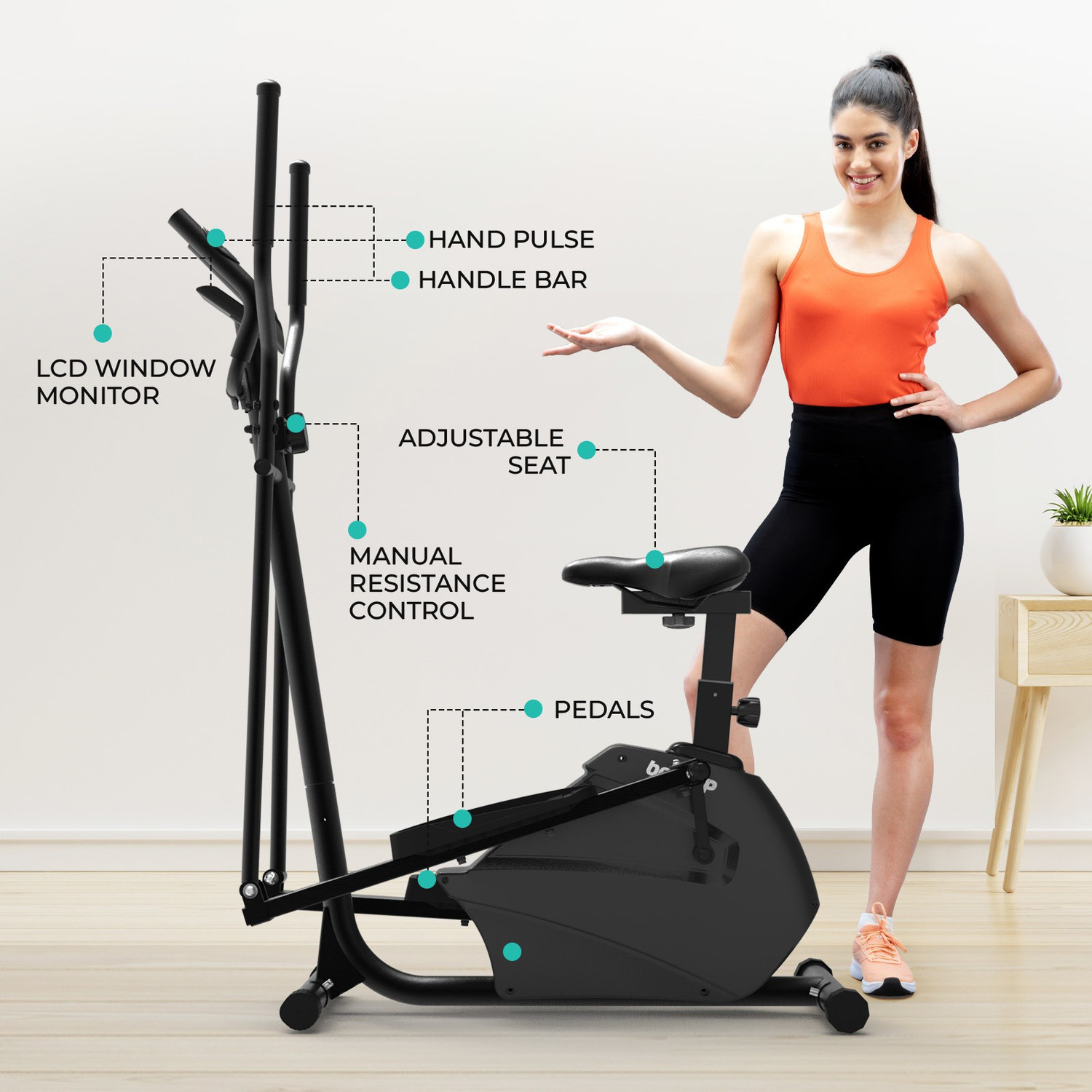 beatXP XPcross Magnetic Elliptical For Home & Gym Use 4 Kg Flywheel ...