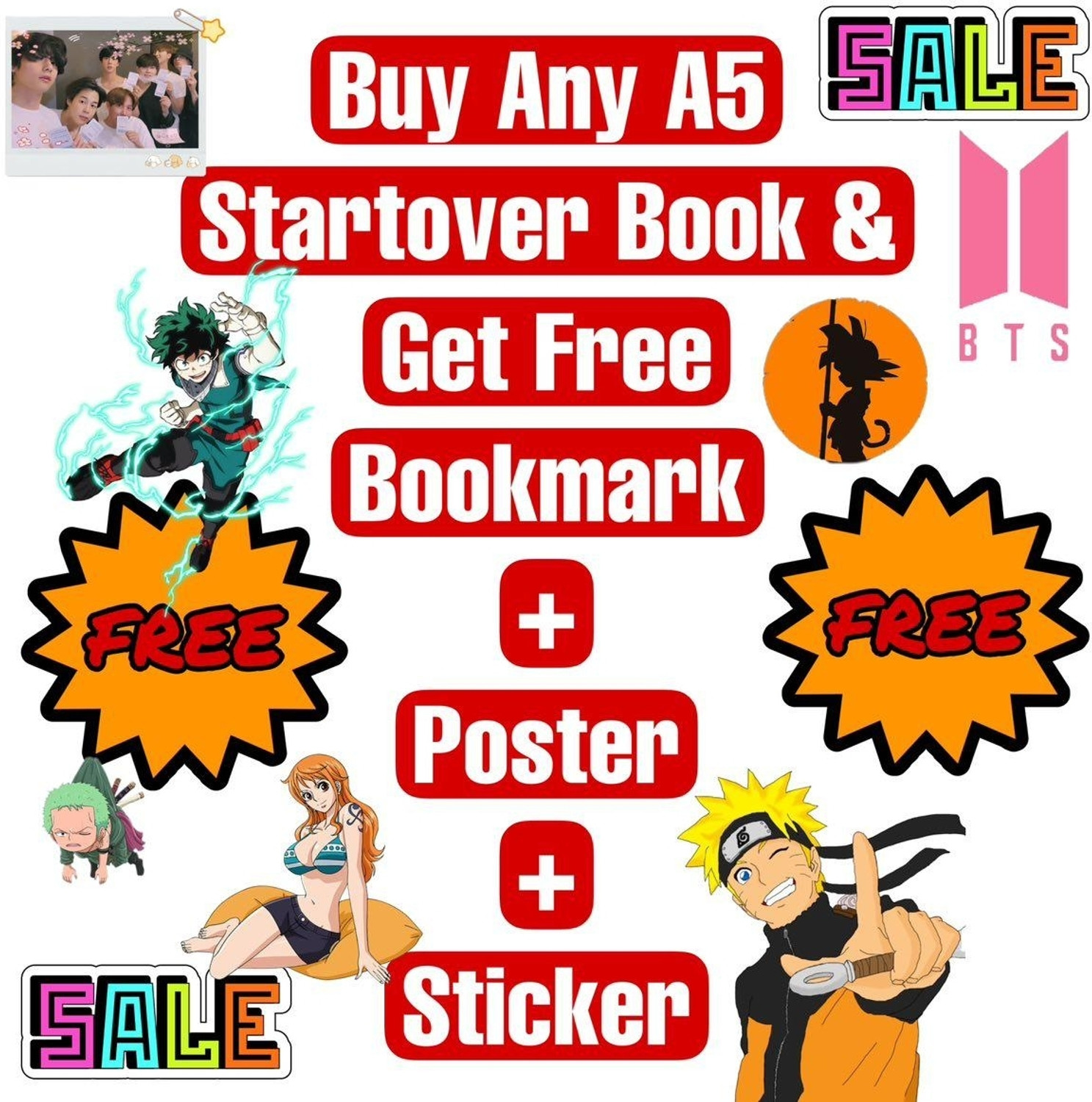 Startover Zoro One Piece Anime Notebook with free pocket book poster ...