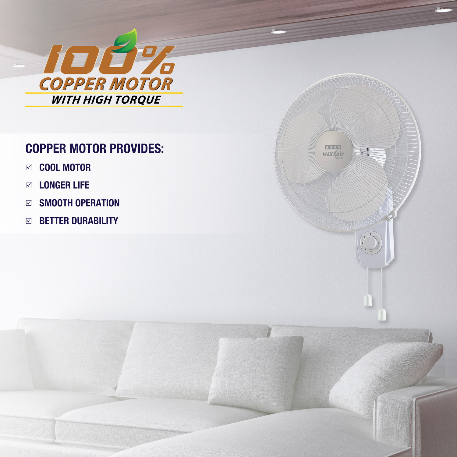 USHA Maxx Air Ultra with 2 Year Warranty 400 mm Wall Fan (White | Pack ...