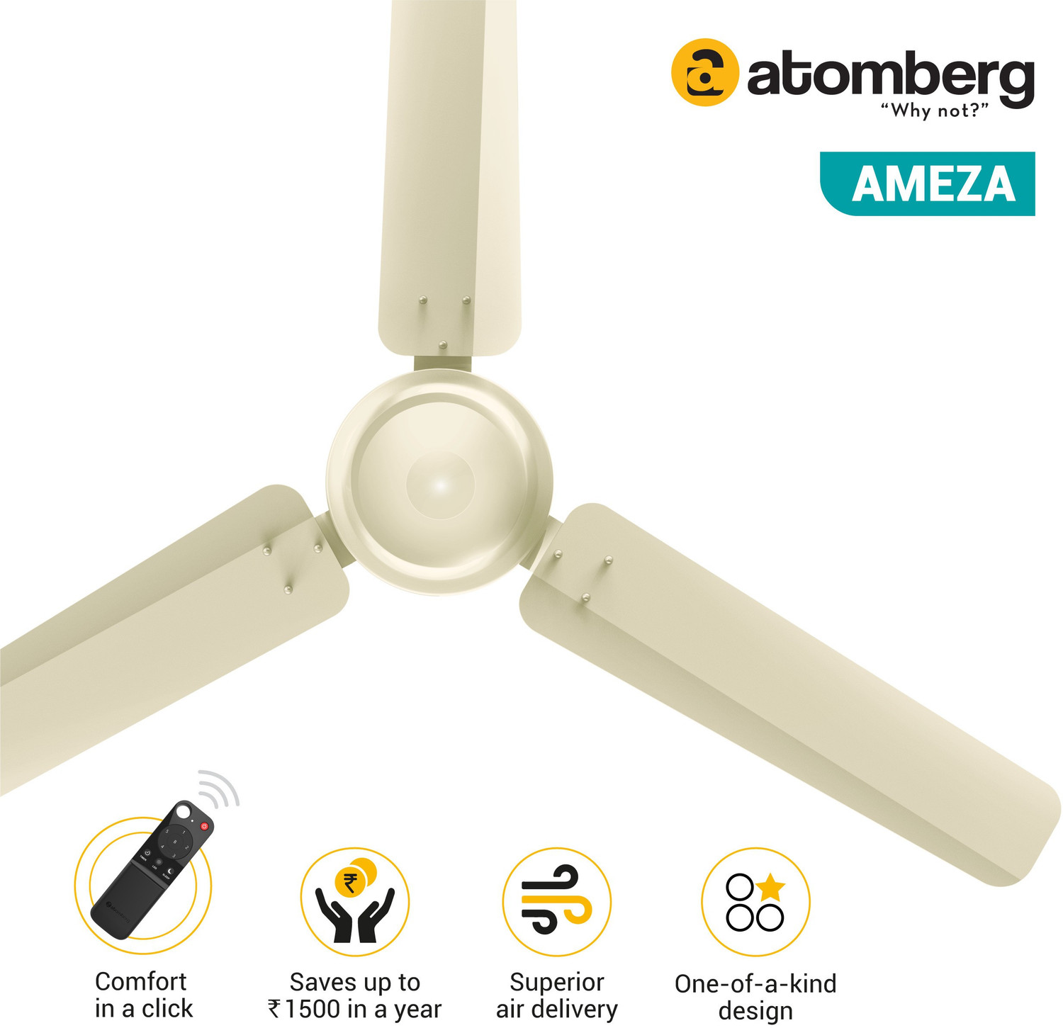 Atomberg Ameza Remote Controlled|High Air Flow|Low Noise|Power Saving ...
