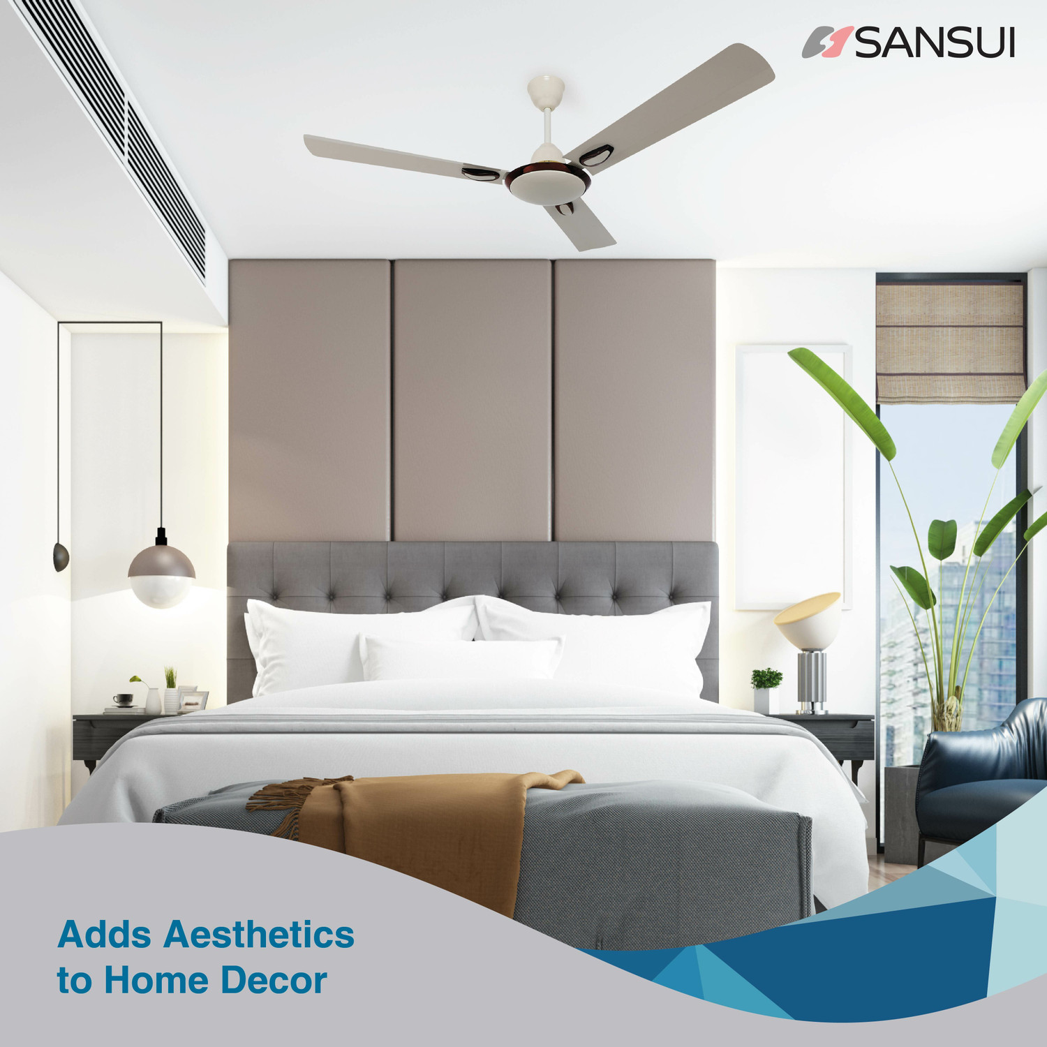 Sansui BLDC Urja 1200 mm Energy Saving 3 Blade Ceiling Fan (Ivory, Pack ...