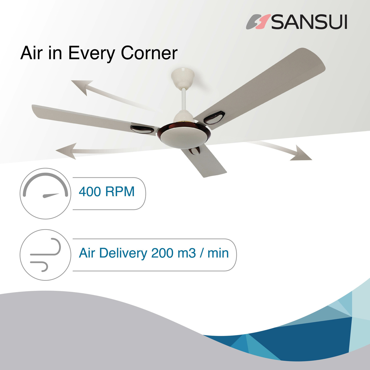Sansui BLDC Urja 1200 mm Energy Saving 3 Blade Ceiling Fan (Ivory, Pack ...