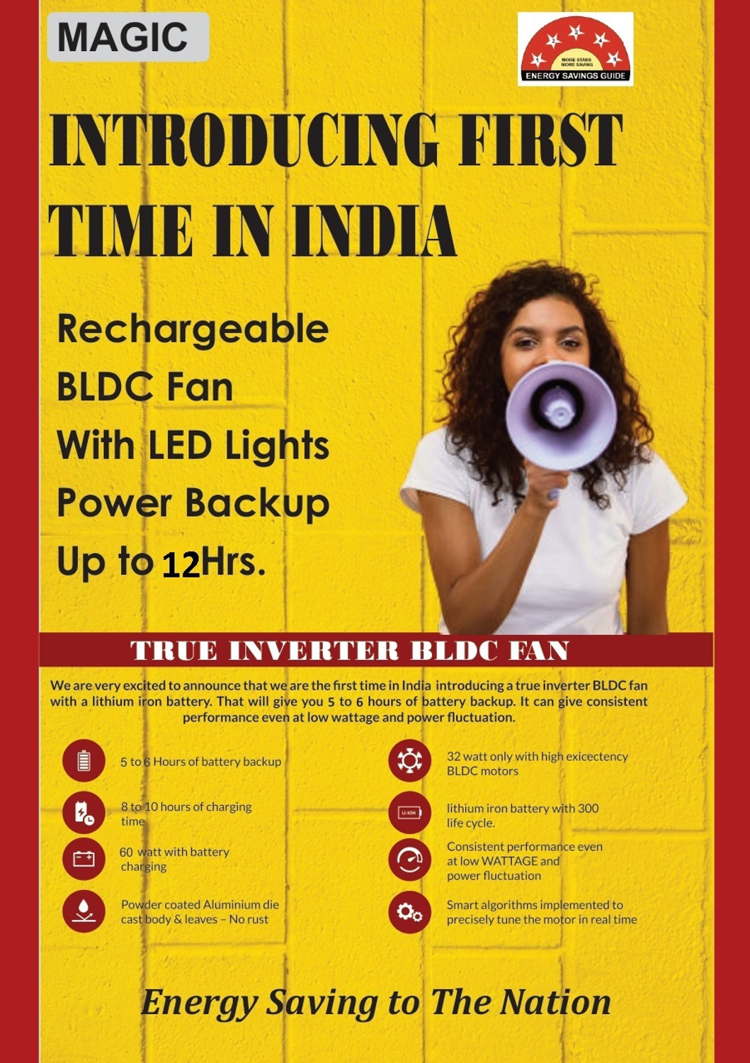 Indiana Magic Rechargeable BLDC Fan with 24 Months Warranty 1200 mm ...