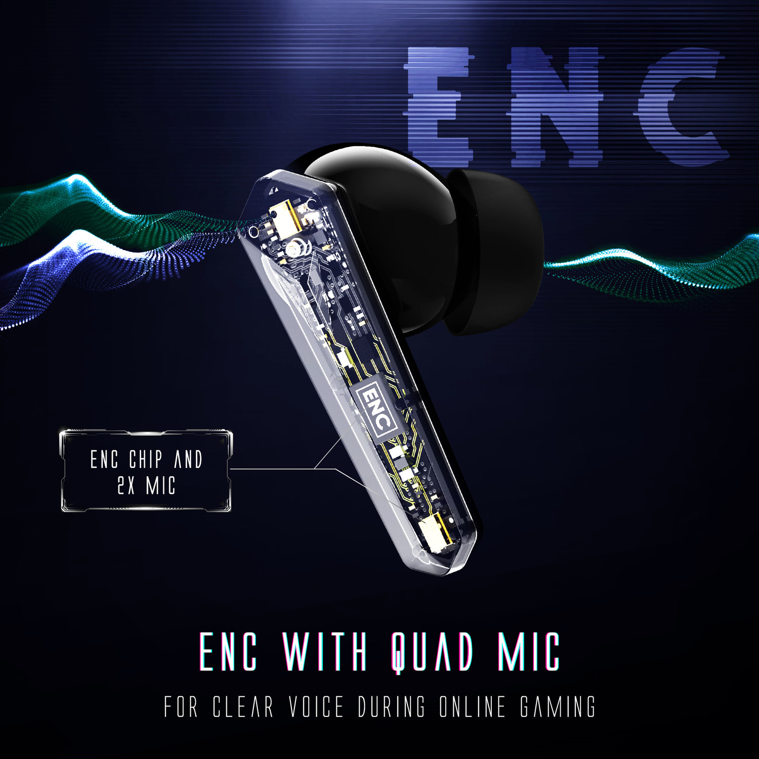 Mivi Commando X9 Earbuds, Dual RGB Lights, 35ms Low Latency Gaming, ENC ...