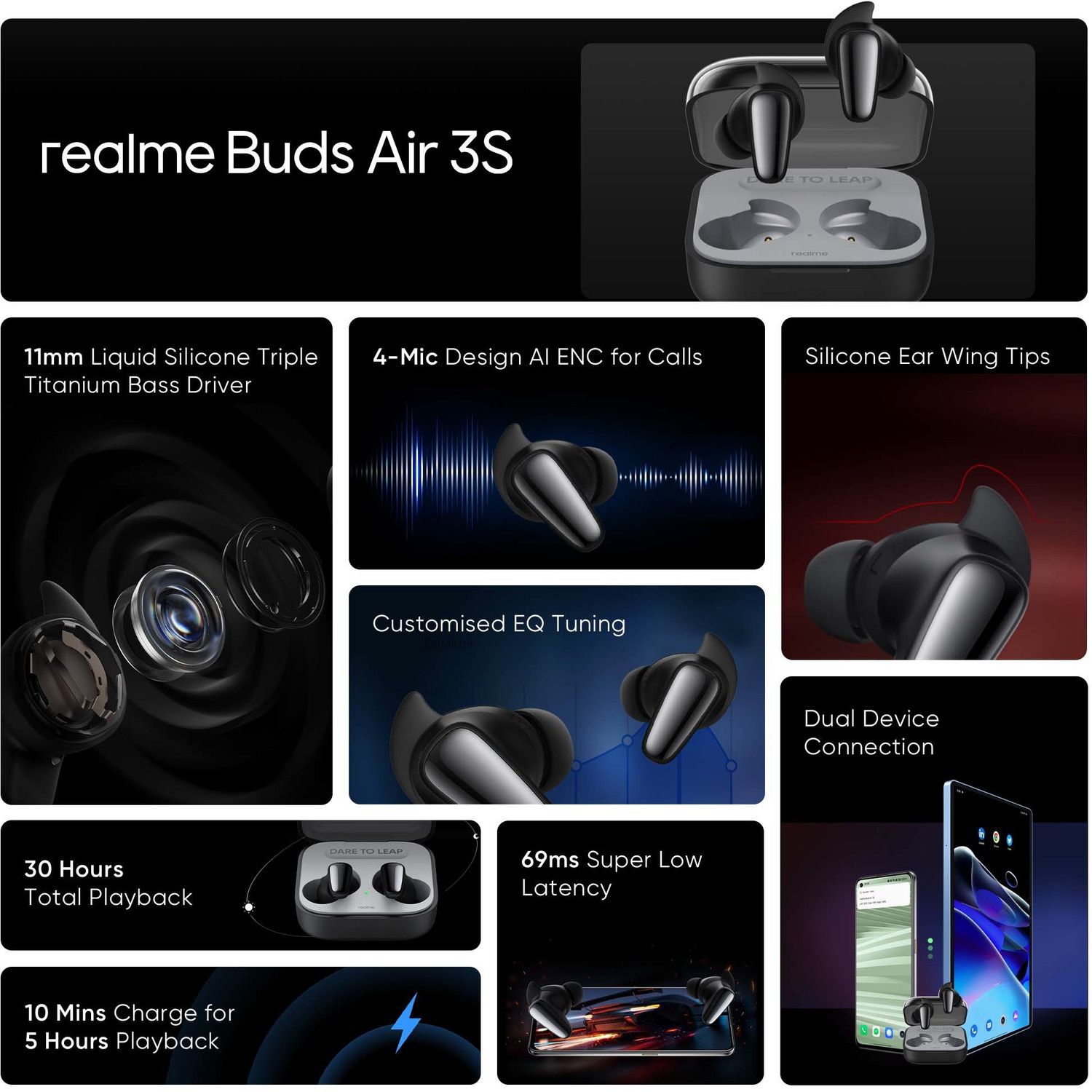 realme Buds Air 3S with Dual Device Pairing and 30hrs Total Playback ...
