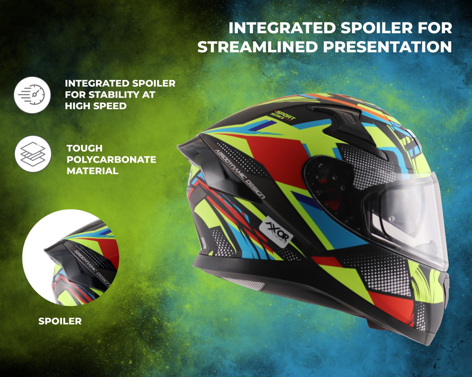 Axor Apex Vivid Dual Visor Motorbike Helmet (Dull Black Neon Yellow ...