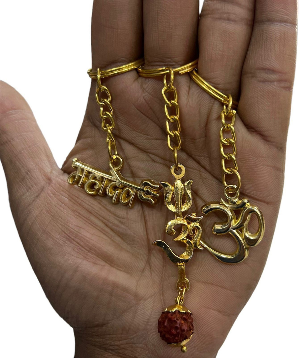 Charms Combo of Lord Shiva Mahadev OM Trishul Rudraksha Shape Gold ...
