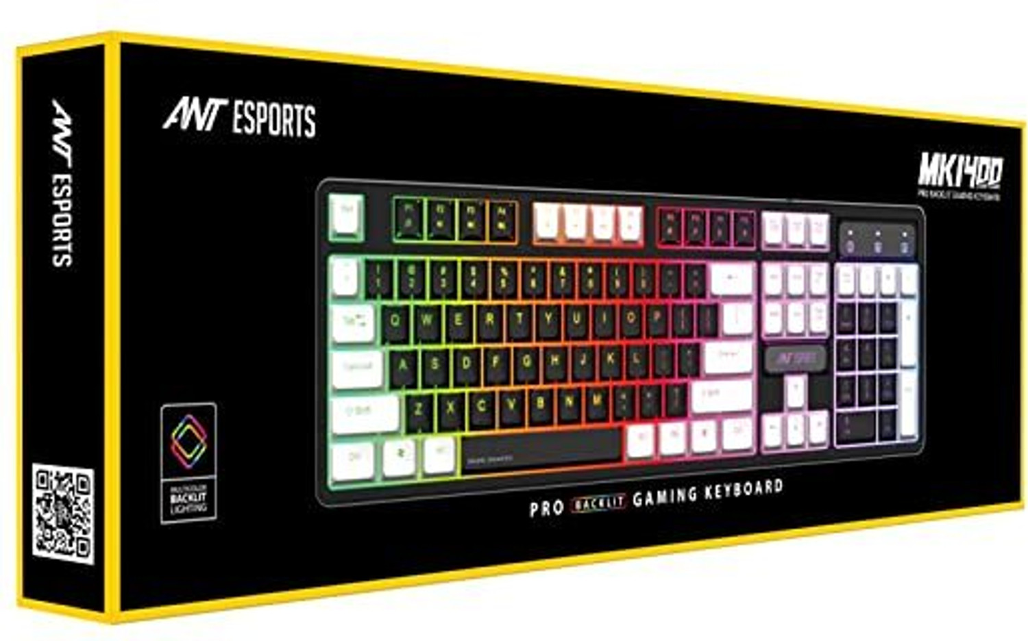 Ant Esports MK1400 / Rainbow LED Illumination, White and Black Keycaps ...