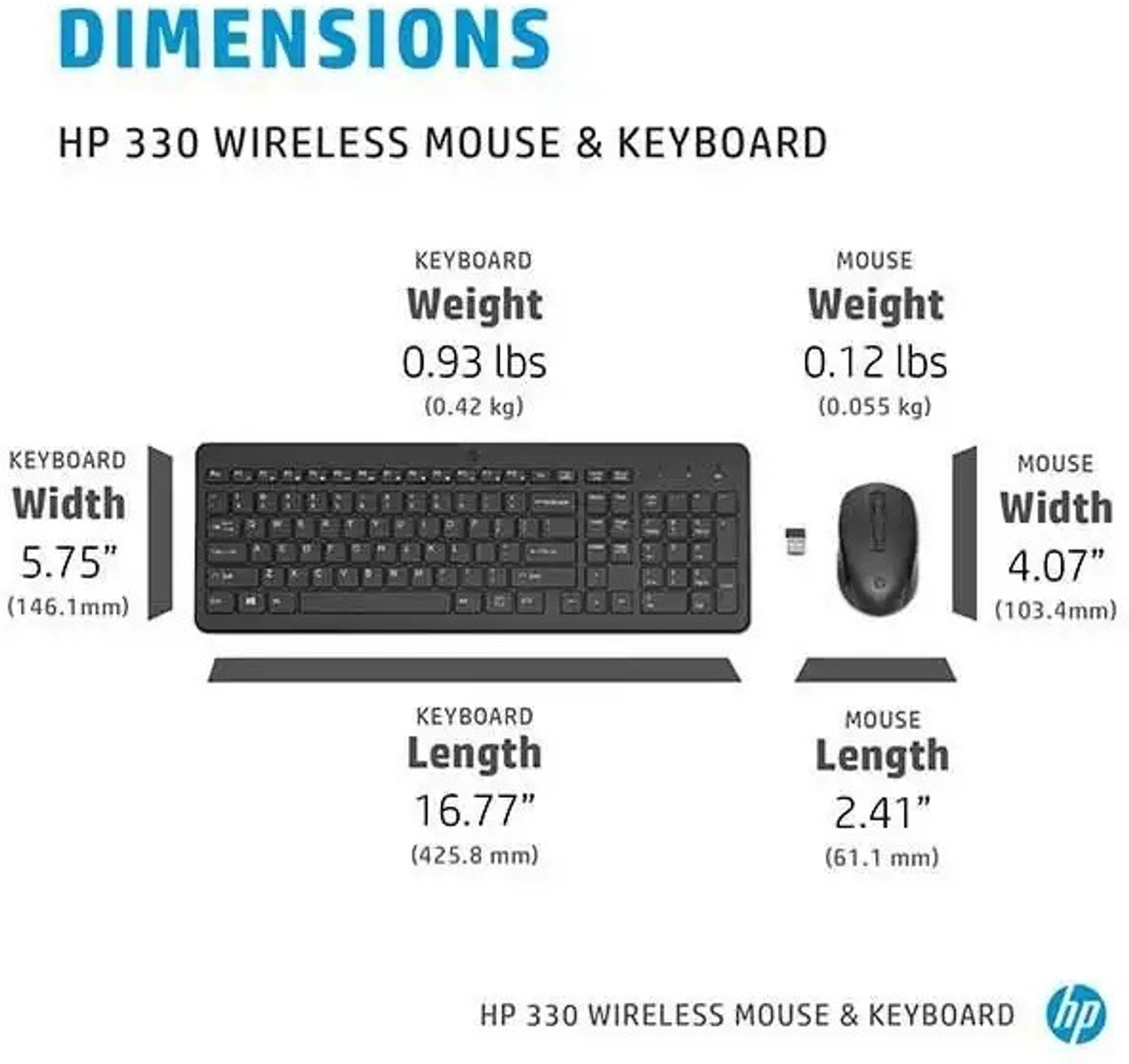 HP 330 Mouse & Keyboard Combo Wireless Standard Desktop Keyboard ...