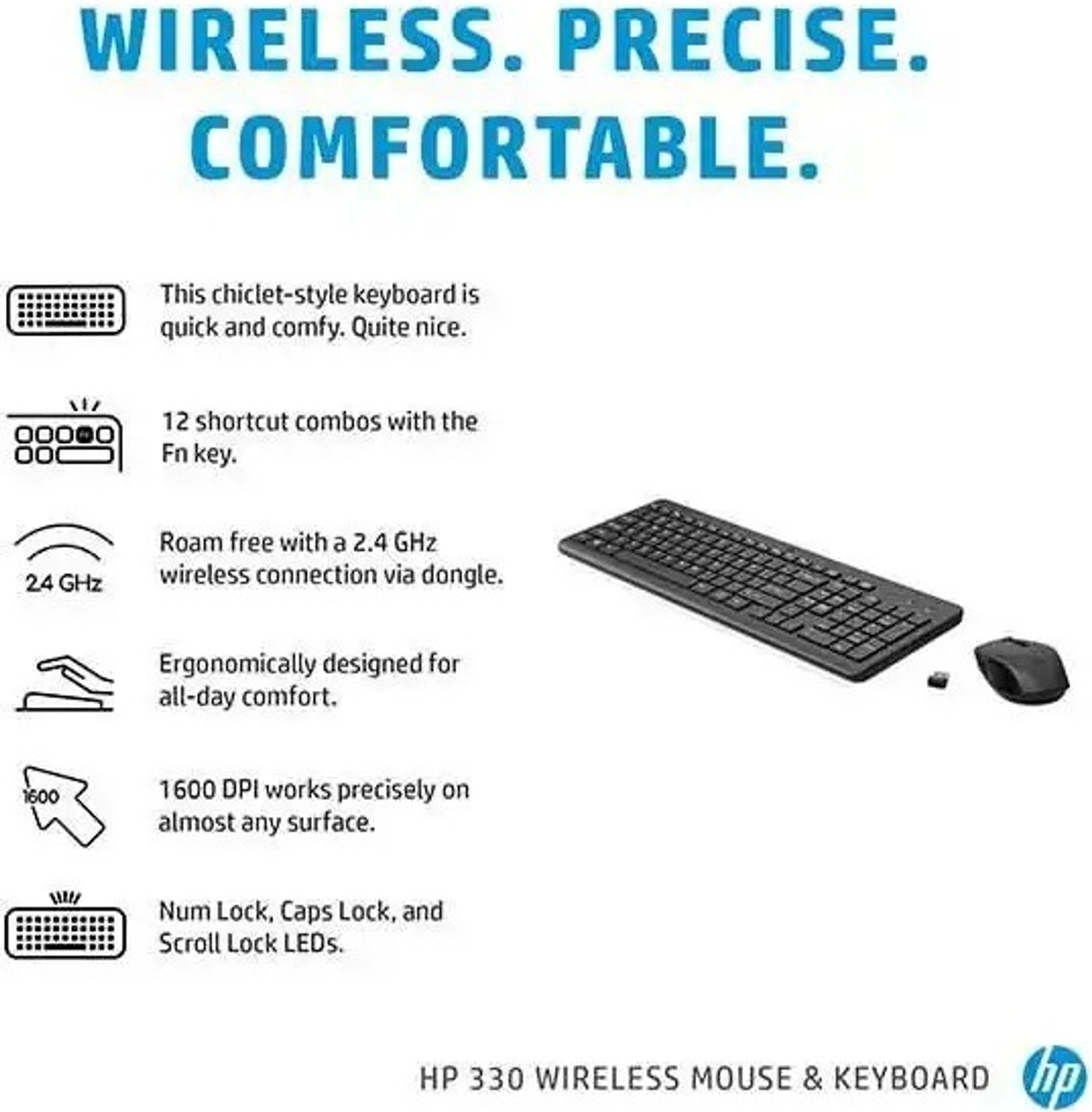 HP 330 Mouse & Keyboard Combo Wireless Standard Desktop Keyboard ...