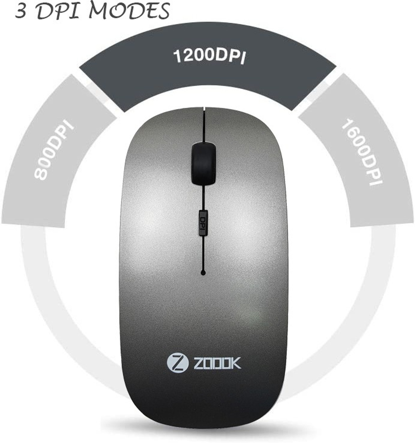 Zoook ZK-BLADE-BOLD Wireless Optical Mouse (2.4GHz Wireless, Space Grey ...