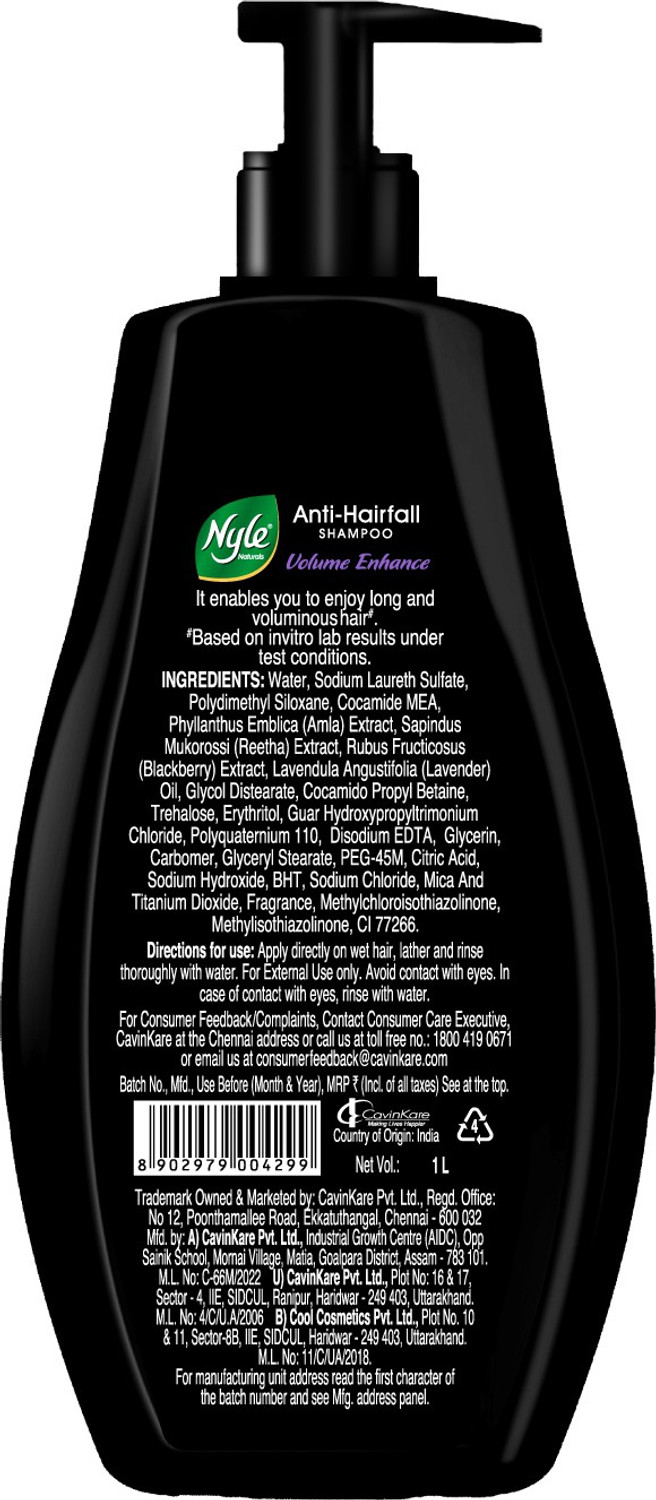 Nyle Natural Volume Enhance Shampoo For Hair |With Reetha & Blackberry ...