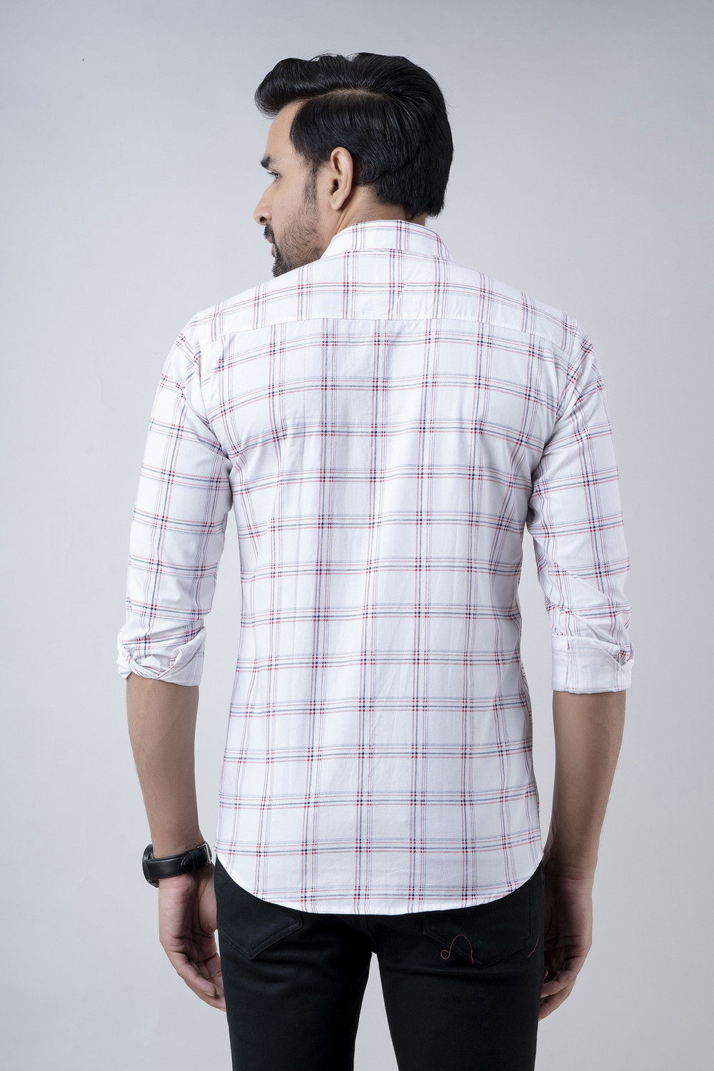 Vcom Men Checkered Casual White Shirt - Price History