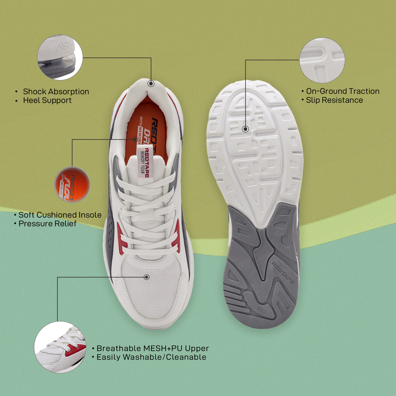 Red Tape Sneaker Casual Shoes For Men | Soft Cushion Insole, Slip ...