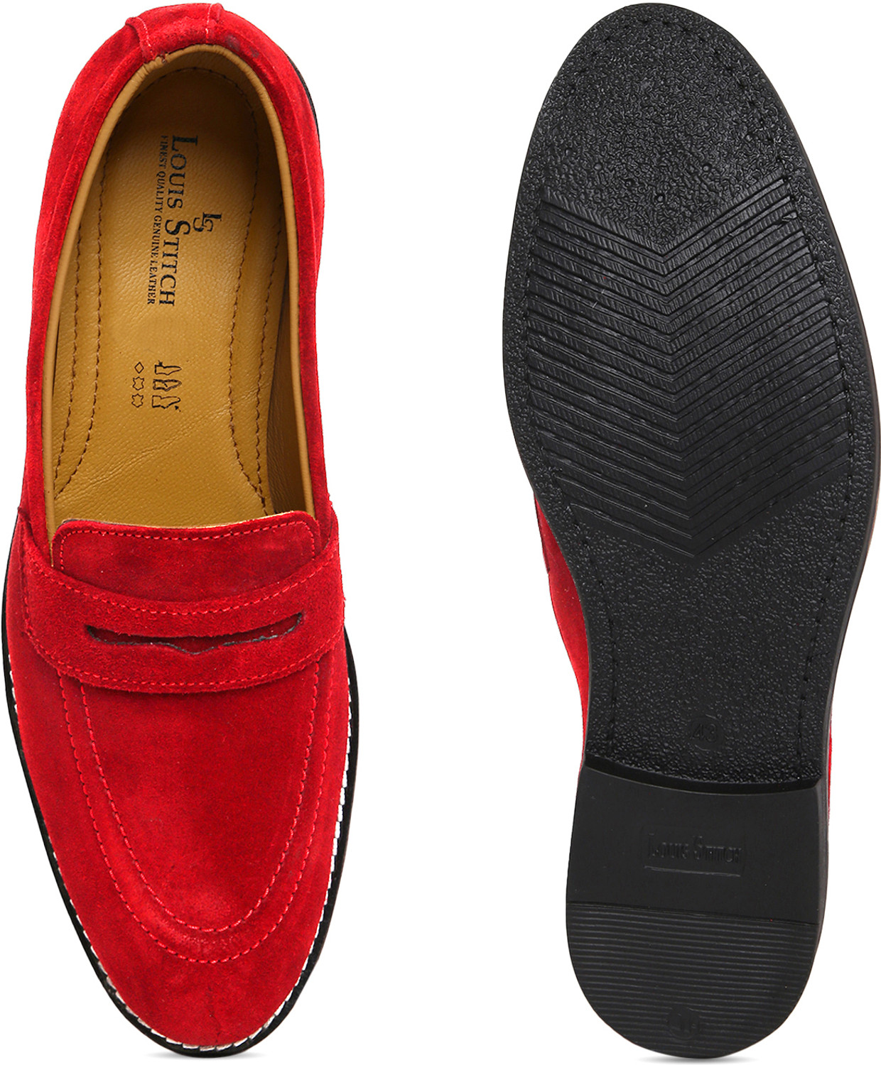 LOUIS STITCH Ferrari Red Suede Leather Loafer For Men Moccasin Shoes 10 ...