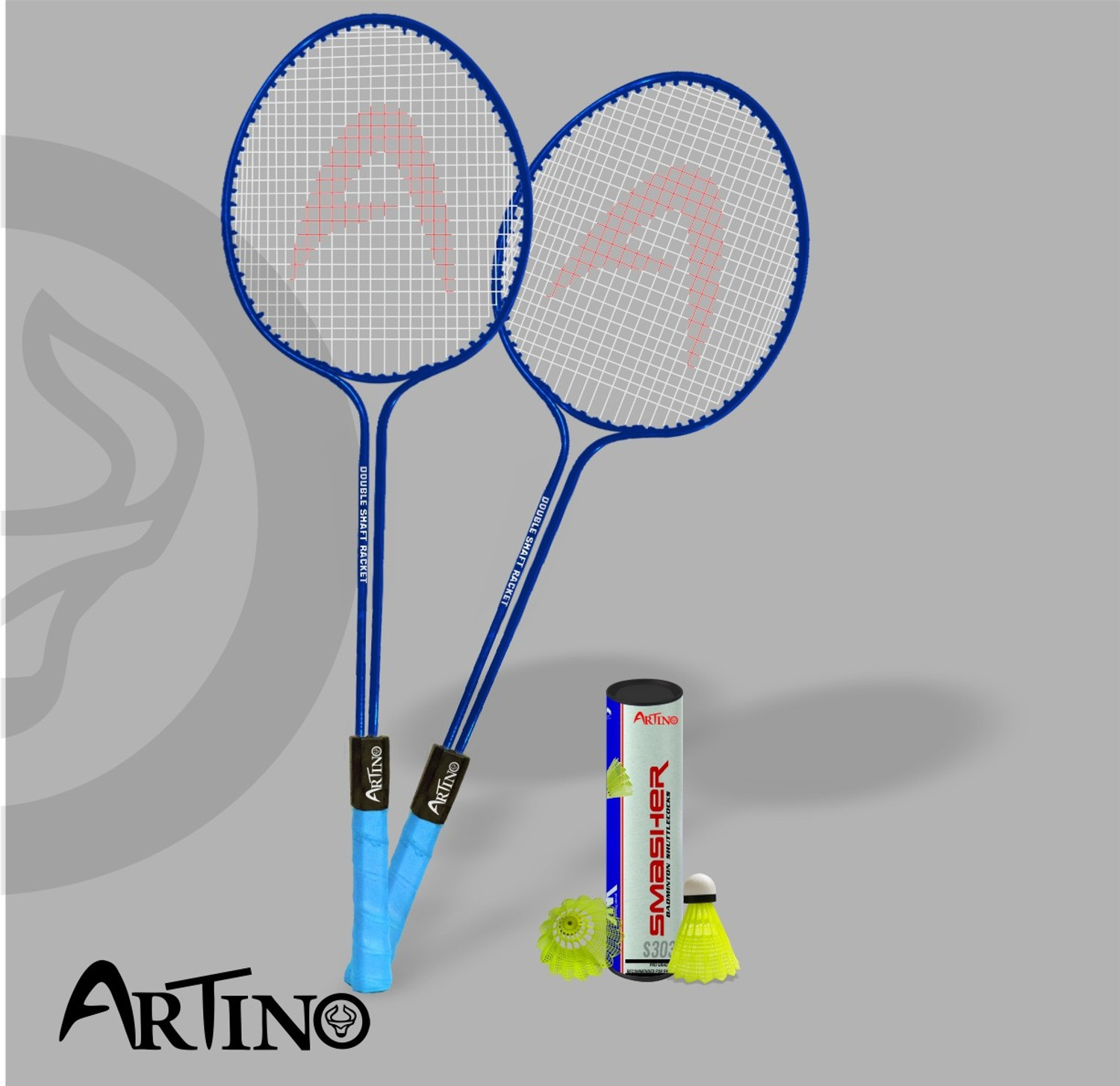 ARITNO Double Shaft Badminton Racket Set of 2 Piece with 3 Piece Nylon ...