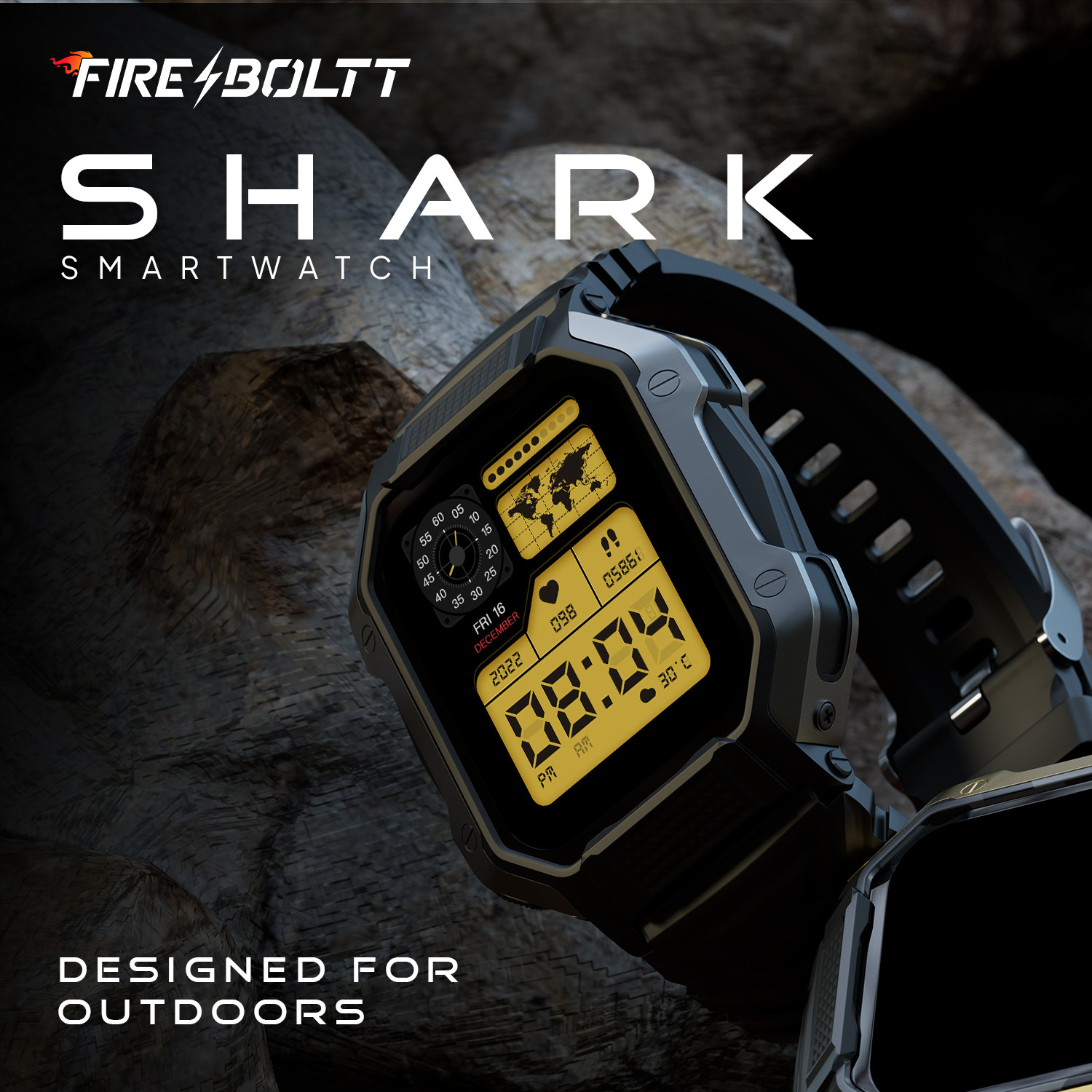 Fire-Boltt Shark 46.5mm (1.83) Smartwatch with Rugged Outdoor Design ...