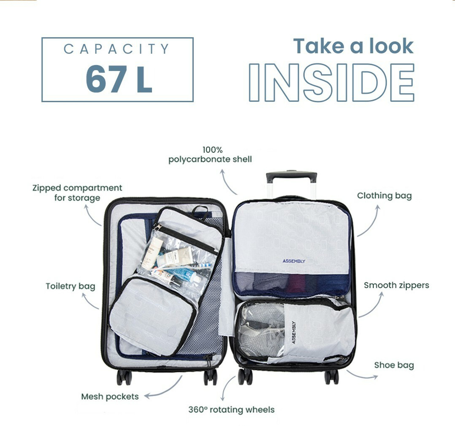 Assembly Luggage Premium Hard-sided Polycarbonate Check-in Luggage ...