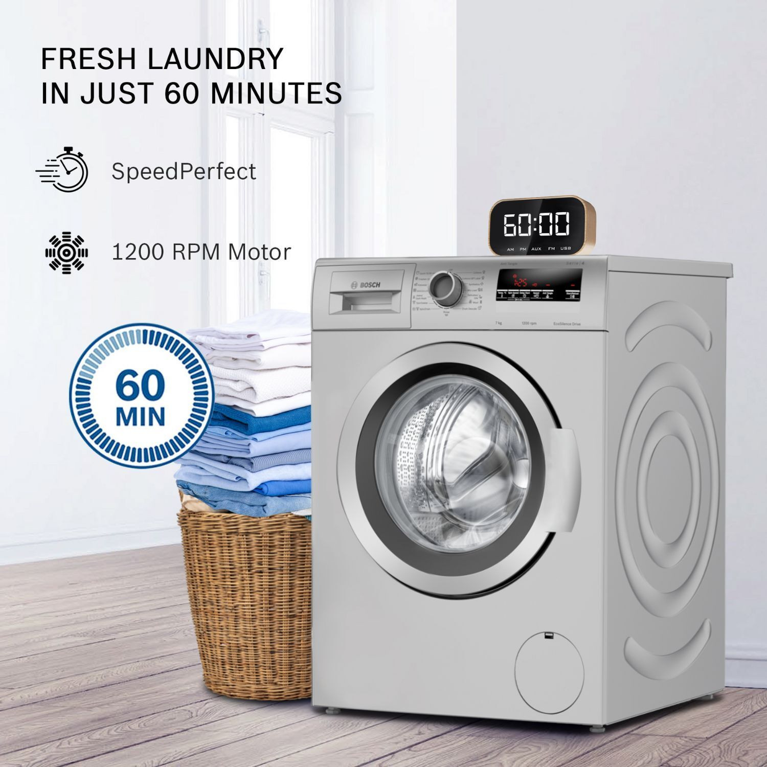 BOSCH 7 kg AntiTangle,AntiVibration,1200RPM Fully Automatic Front Load ...