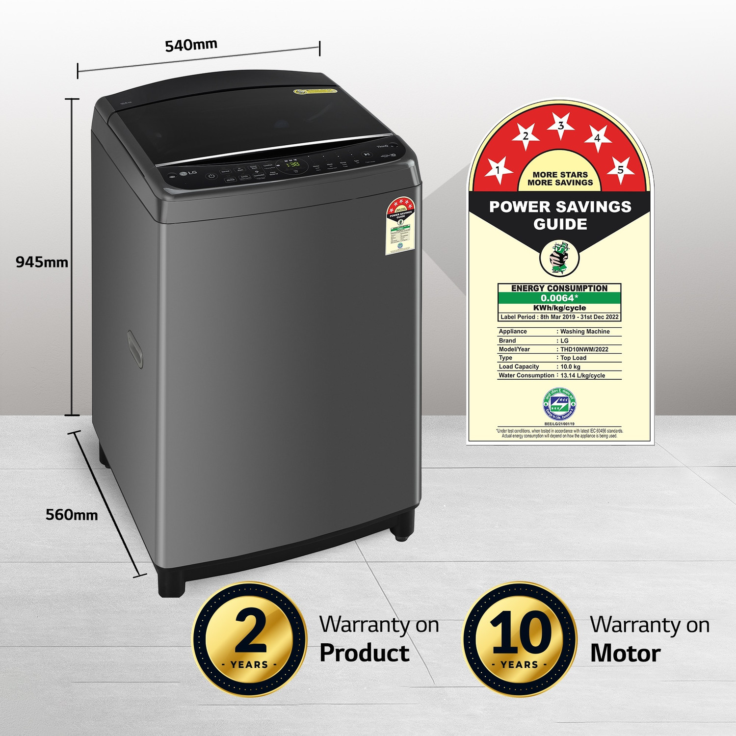 LG 10 kg with Wi-Fi Enabled,AI Direct Drive Technology Fully Automatic ...