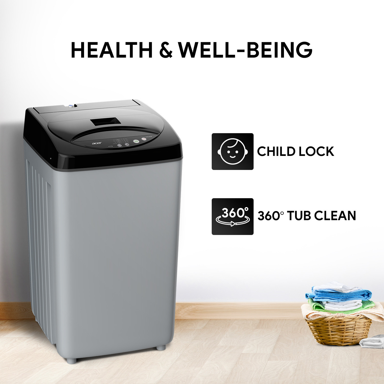 Acer 6.5 kg Quad Wash Series with AiSense, 5 Star Rating, AutoBalance ...