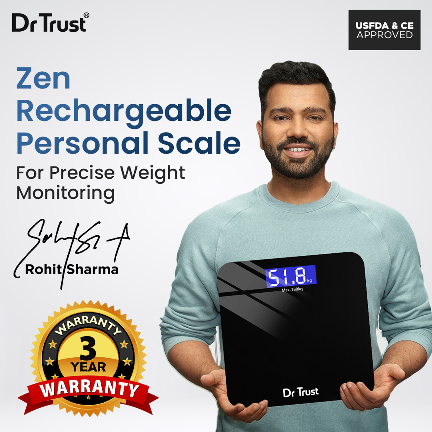 Dr Trust (USA) Zen Rechargeable Digital Personal Weighing Scale ...