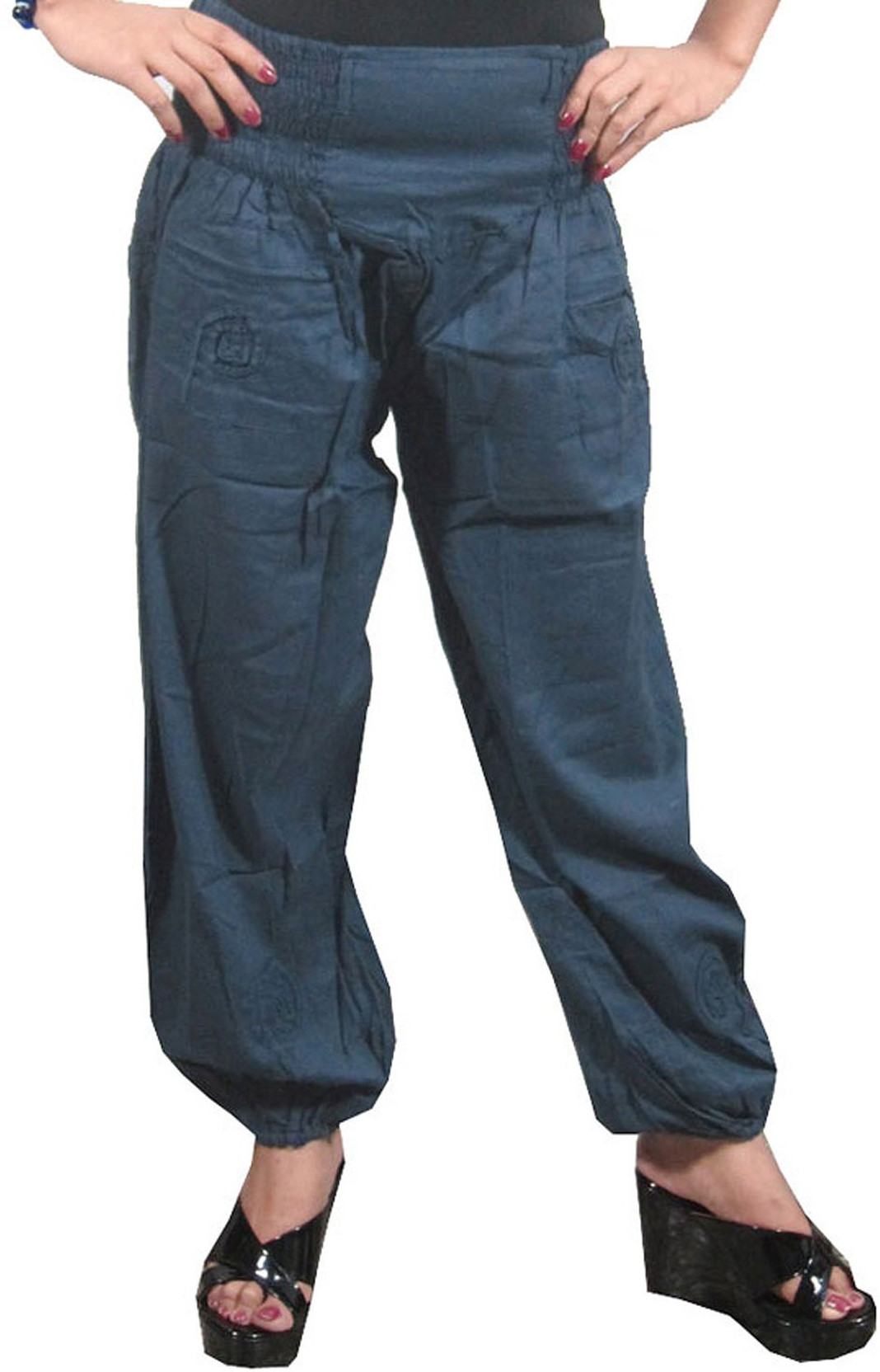 Indiatrendzs Solid Polyester Women's Harem Pants - Buy Blue ...