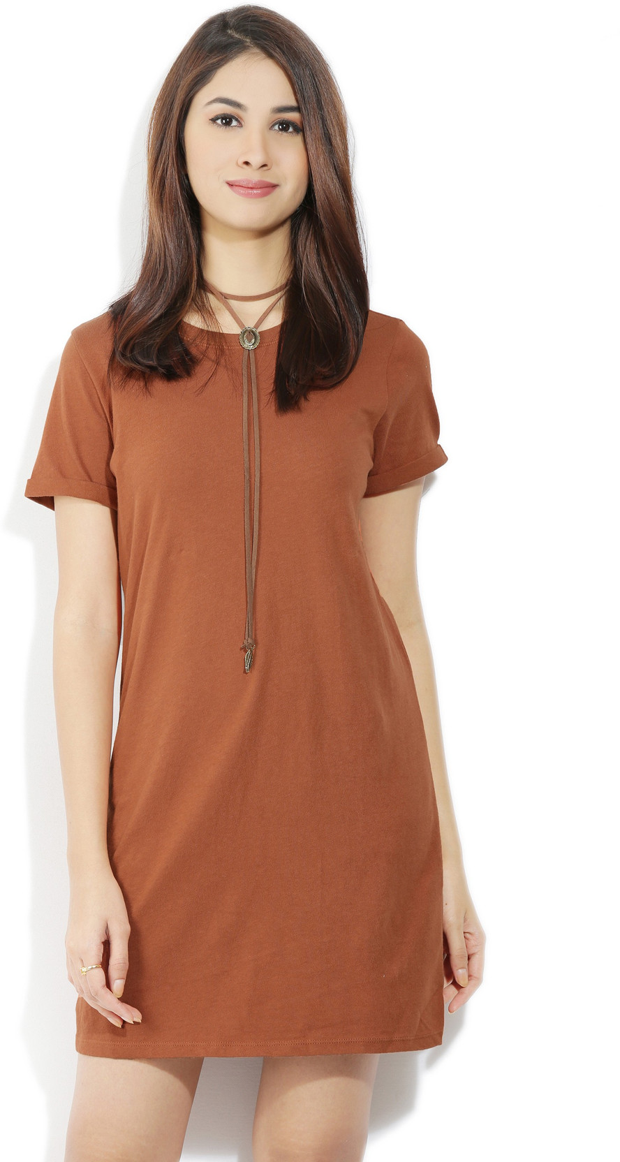 Forever 21 Women T Shirt Brown Dress - Buy RUST Forever 21 Women T ...