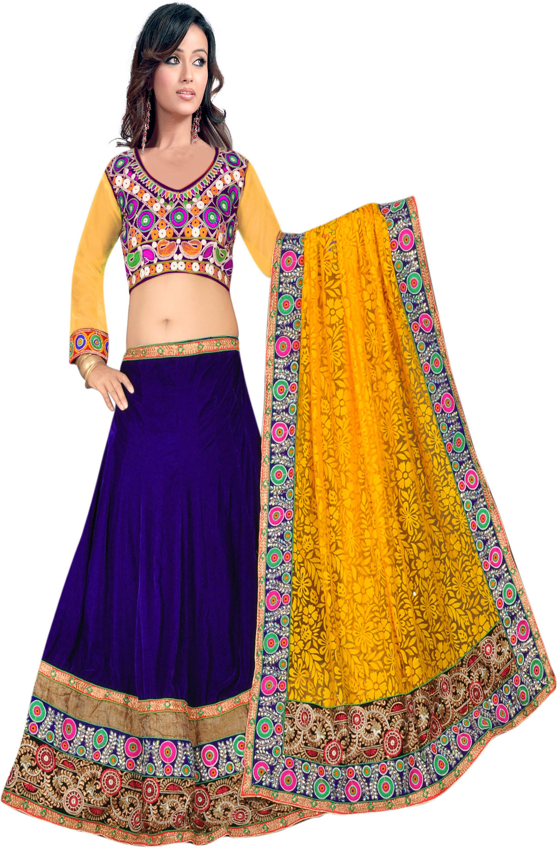 Sonika Solid Women's Ghagra Choli - Buy Blue Sonika Solid Women's ...