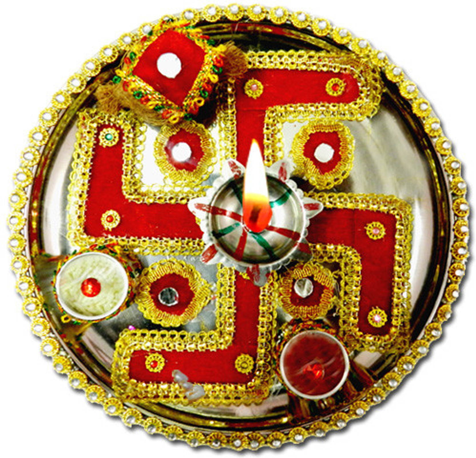 Anant Swastik BhaiDooj Tika Thali Stainless Steel Pooja & Thali Set ...