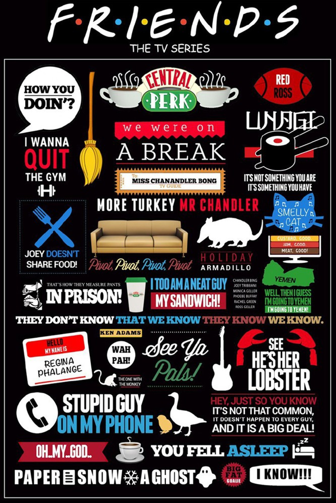 FRIENDS TV Series Quotes Poster Paper Print - TV Series posters in ...